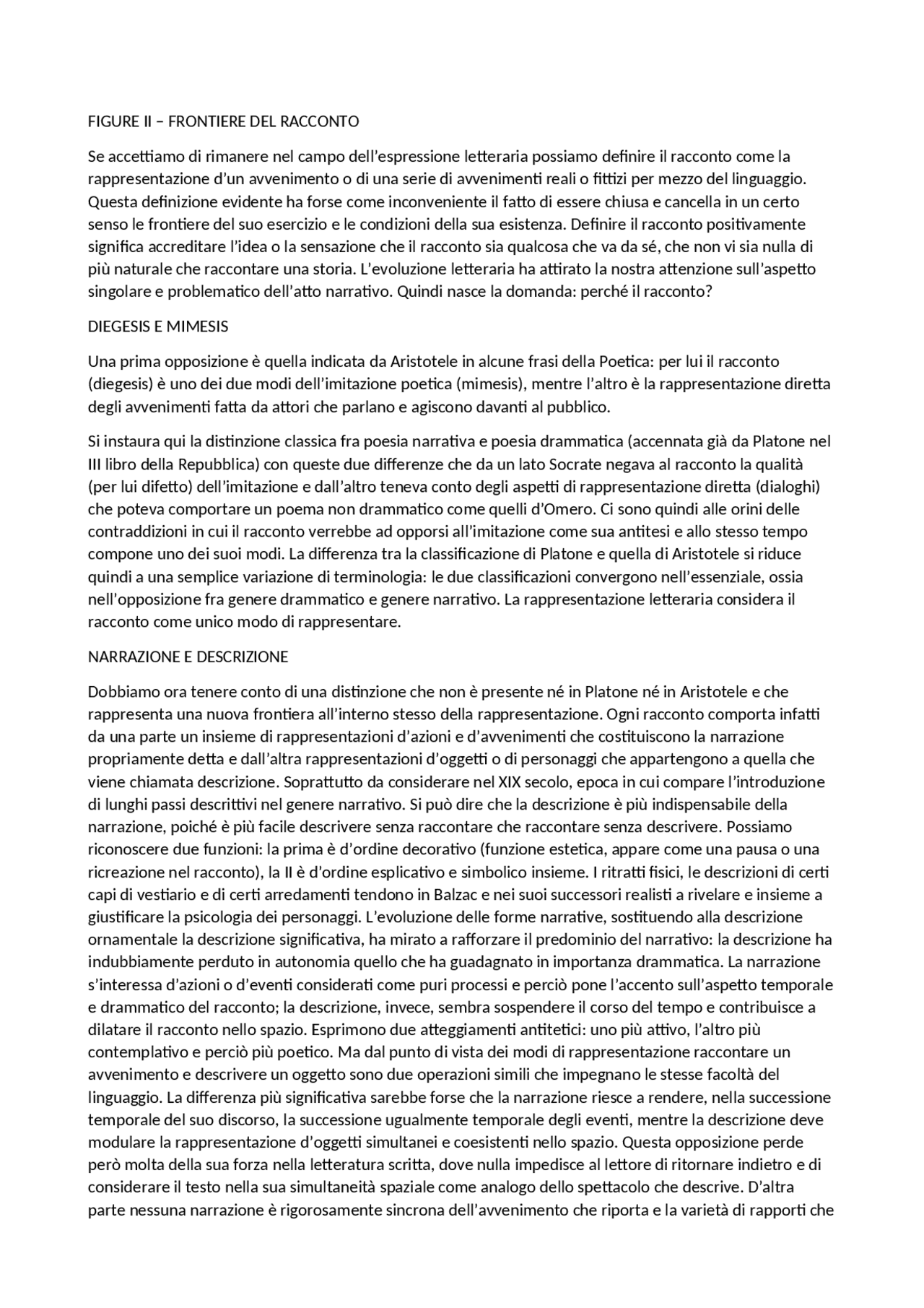 Mimesis E Diegesis Figure Ii Genette Docsity