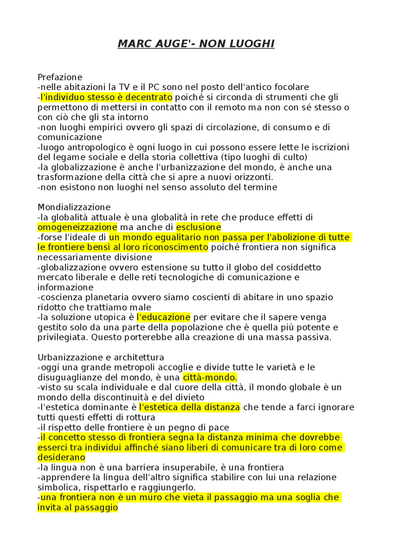 Nonluoghi Marc Augè Docsity