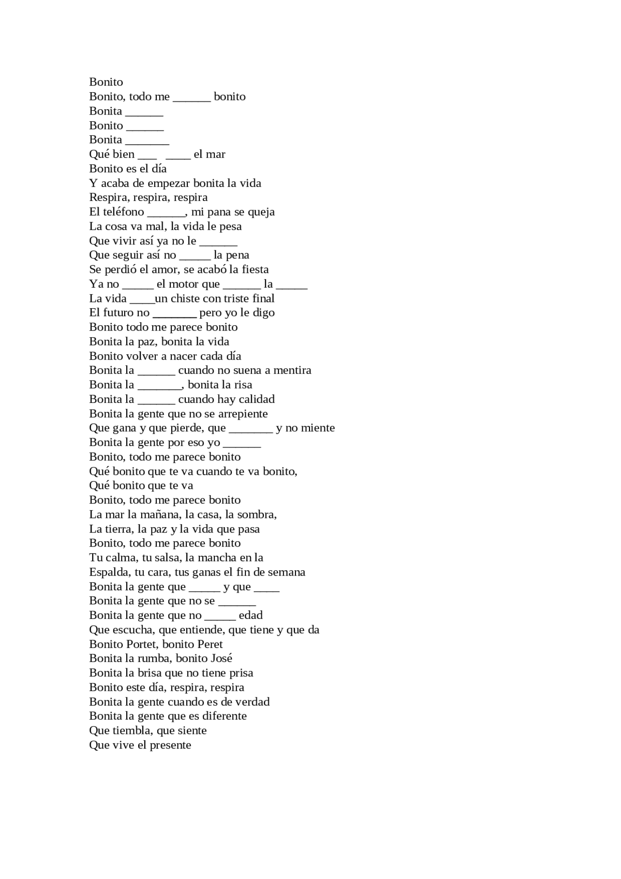 Actividades para trabajar las canciones en clases de español lengua ...
