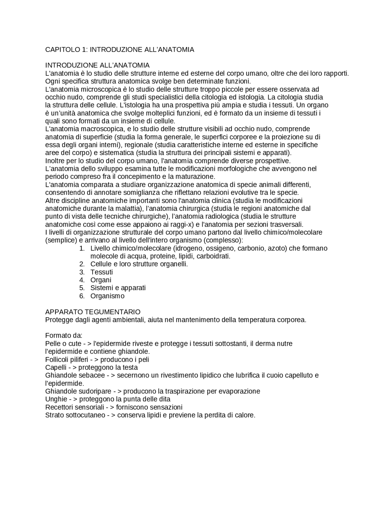Anatomia Umana I Anno Scienze Motorie Docsity