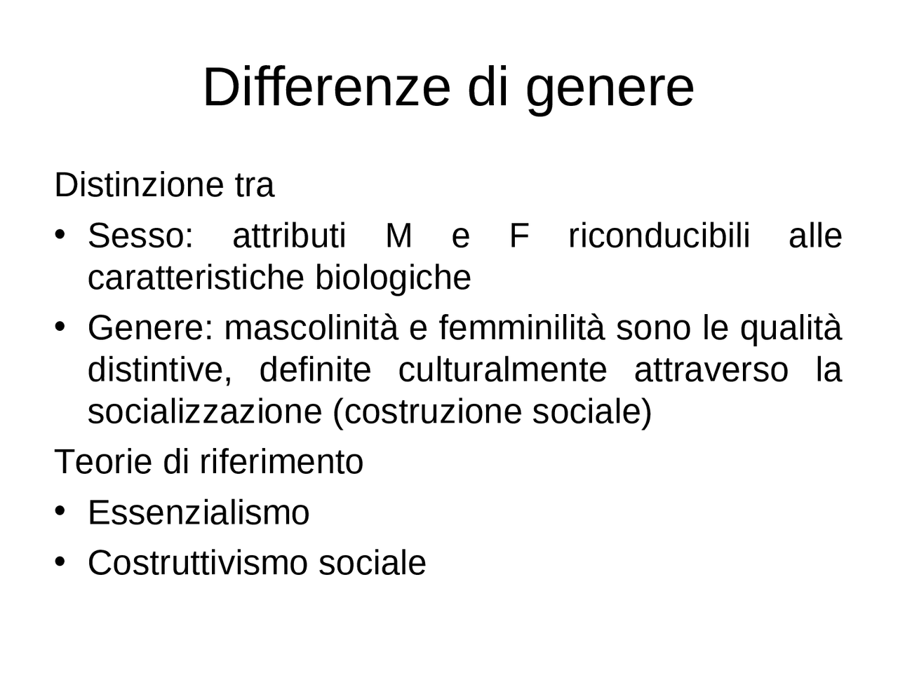 Le Differenze Di Genere Docsity
