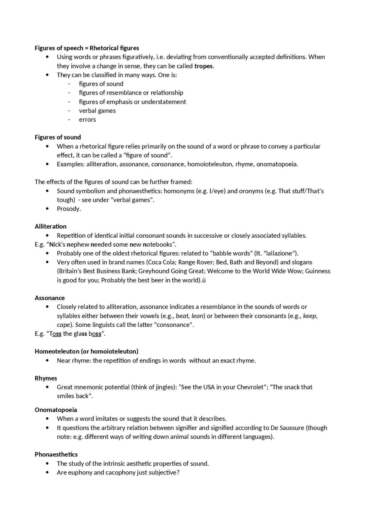 The Figures of speech: Rhetorical figures | Appunti di Lingua Inglese ...