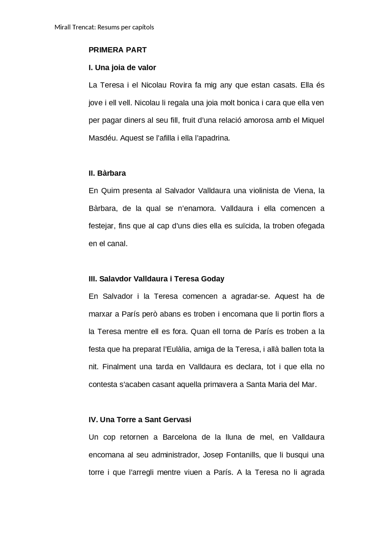 Mirall Trencat Resum Per Capítols Resúmenes De Catalán Docsity