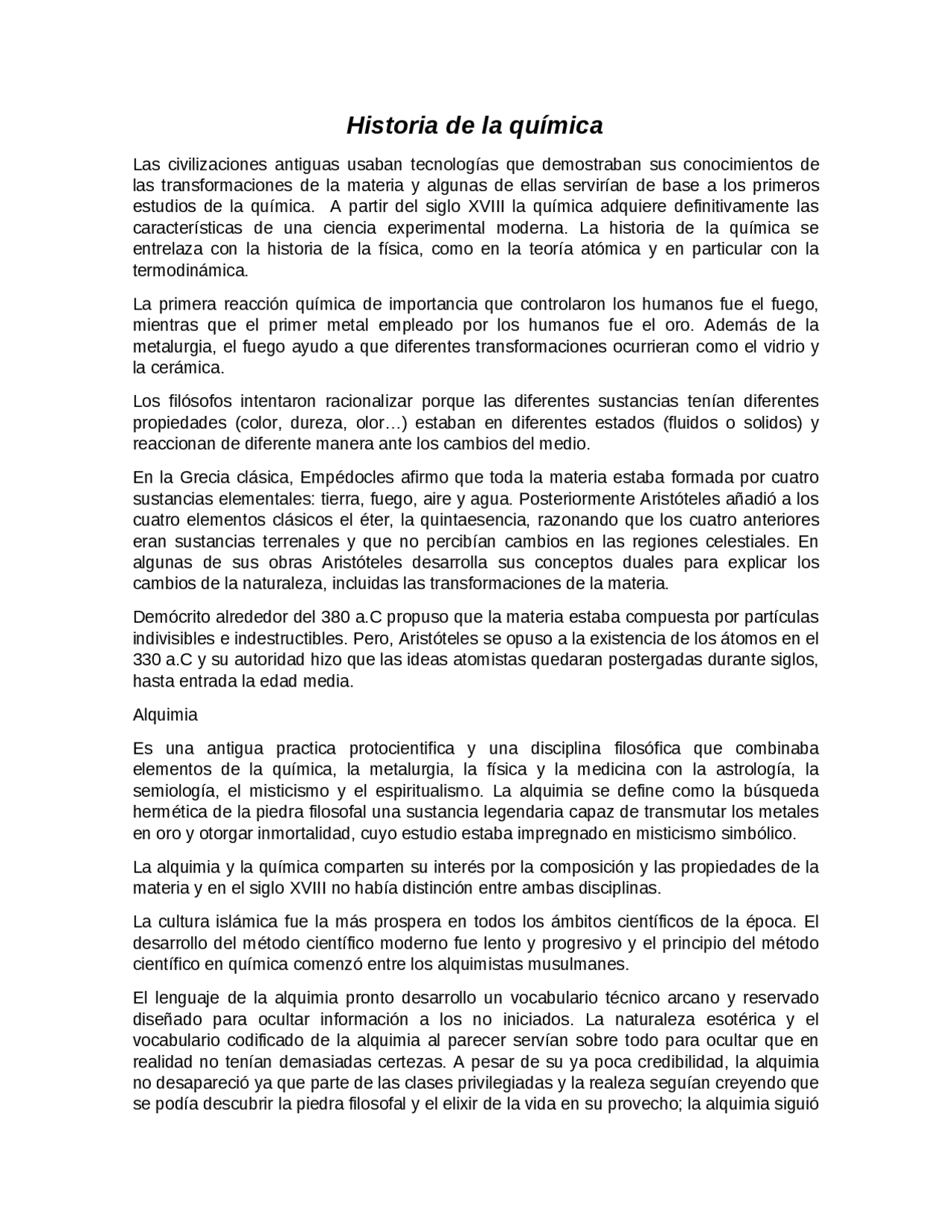 Historia de la química - Docsity