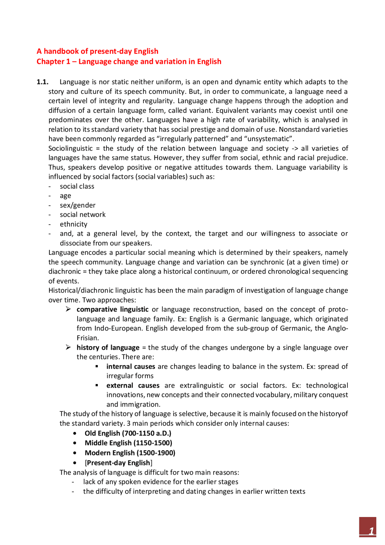 Riassunto A Handbook Of Present Day English Docsity
