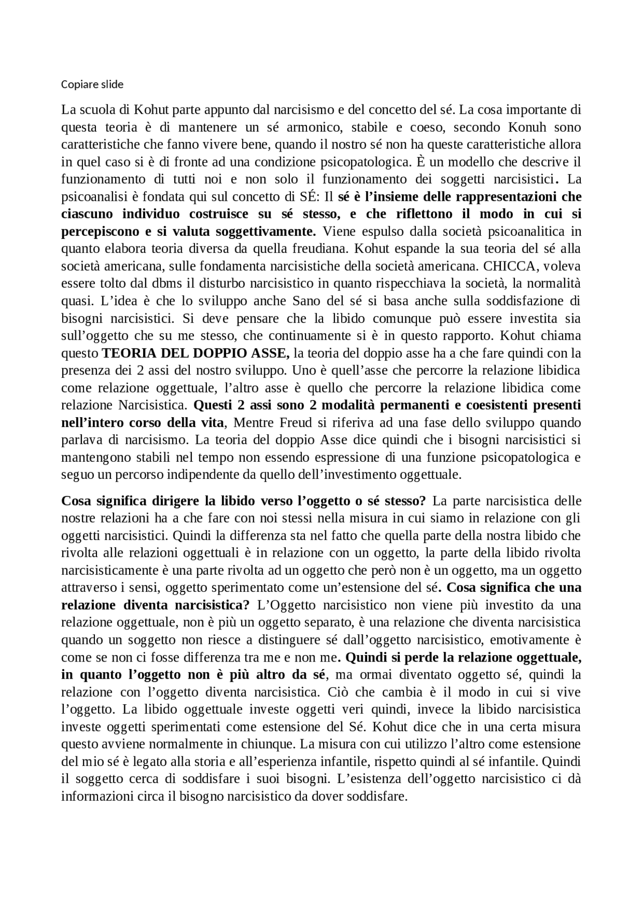 Heinz Kohut Psicologia Del Sé Docsity