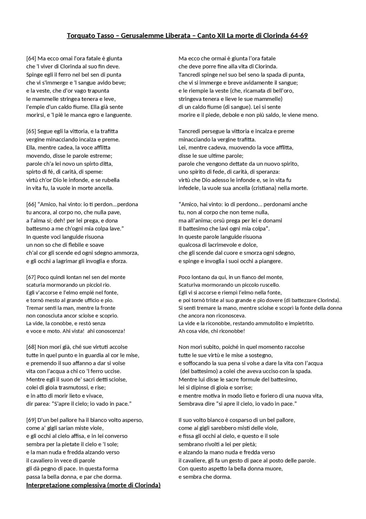 Opera Di Torquato Tasso Docsity