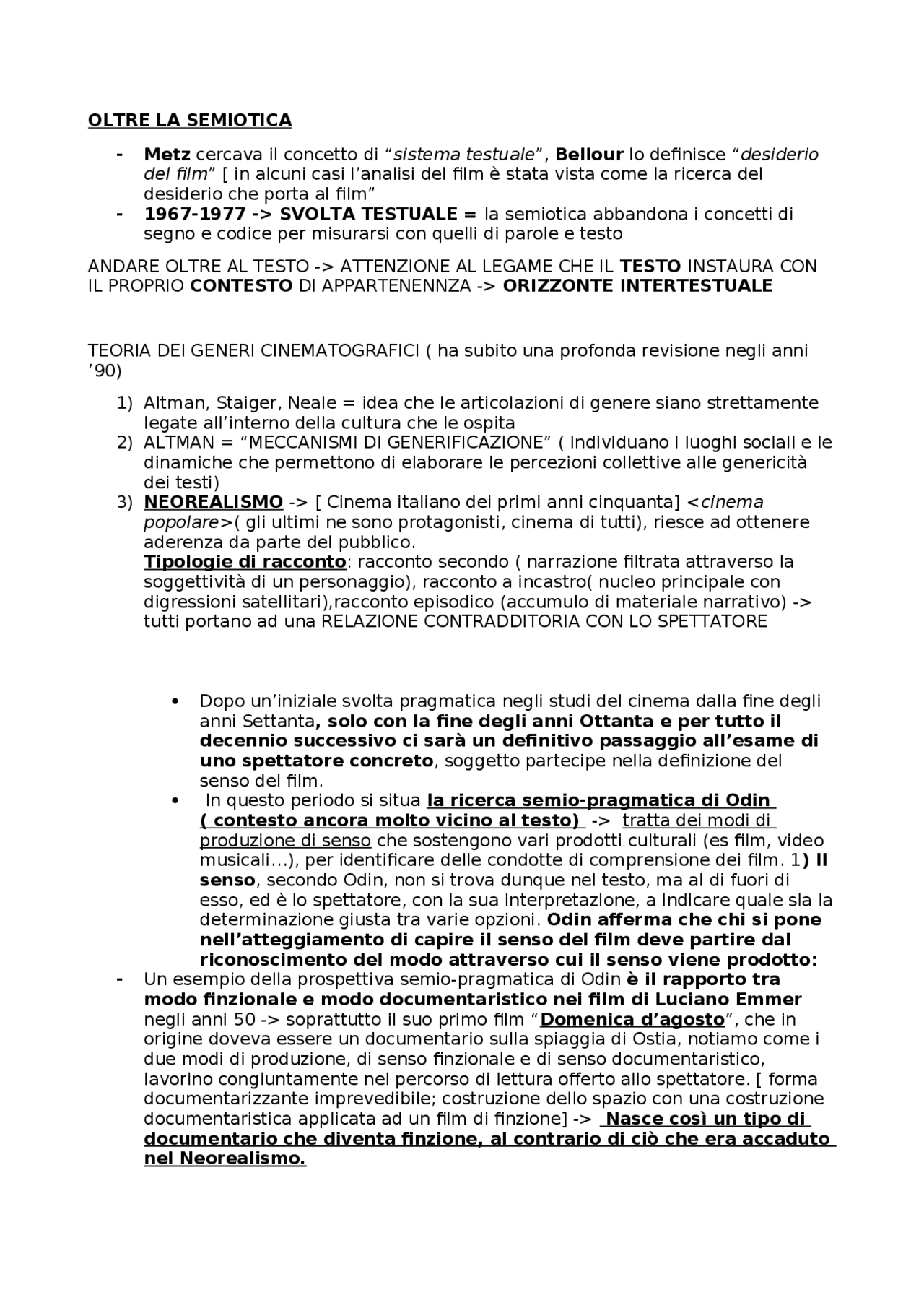 Appunti Metodologie Di Analisi Del Film Docsity