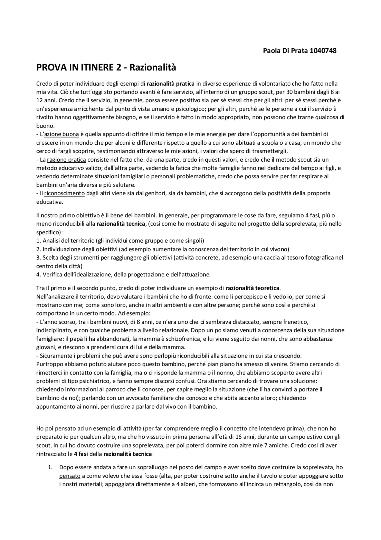 Seconda Prova In Itinere Unibg Bertagna Docsity