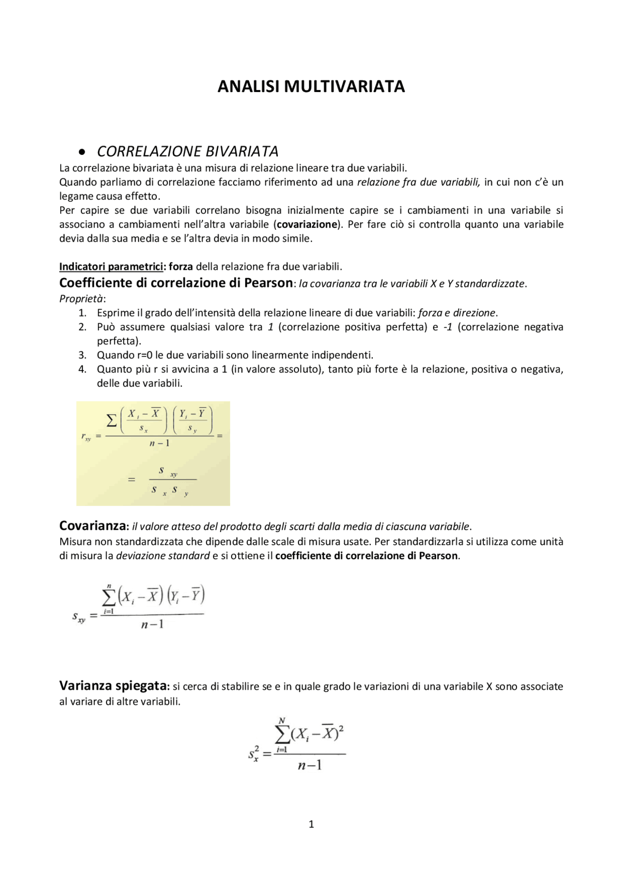 Riassunti Slide Libro Per Tecniche Multivariate Correlazionali Della