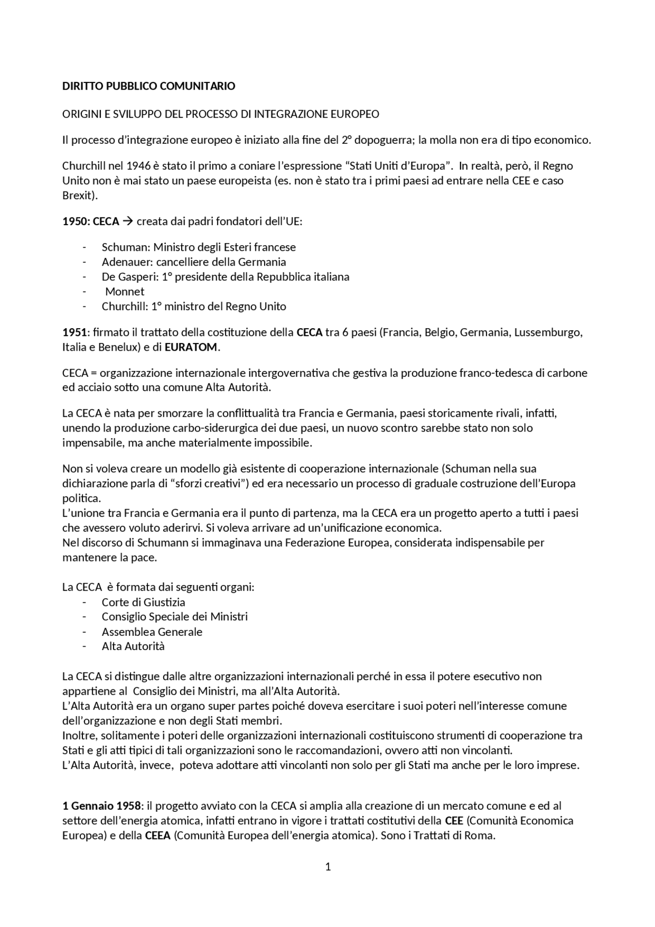 Diritto pubblico comunitario - Docsity