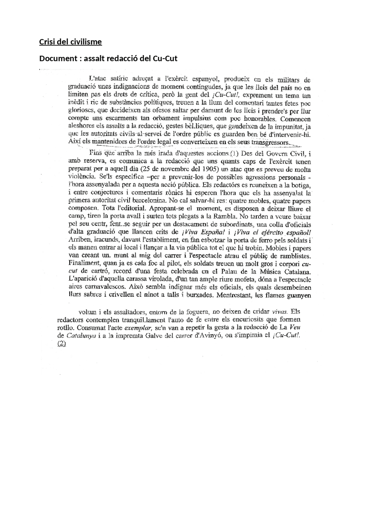 Crisi del civilisme | Història - Docsity