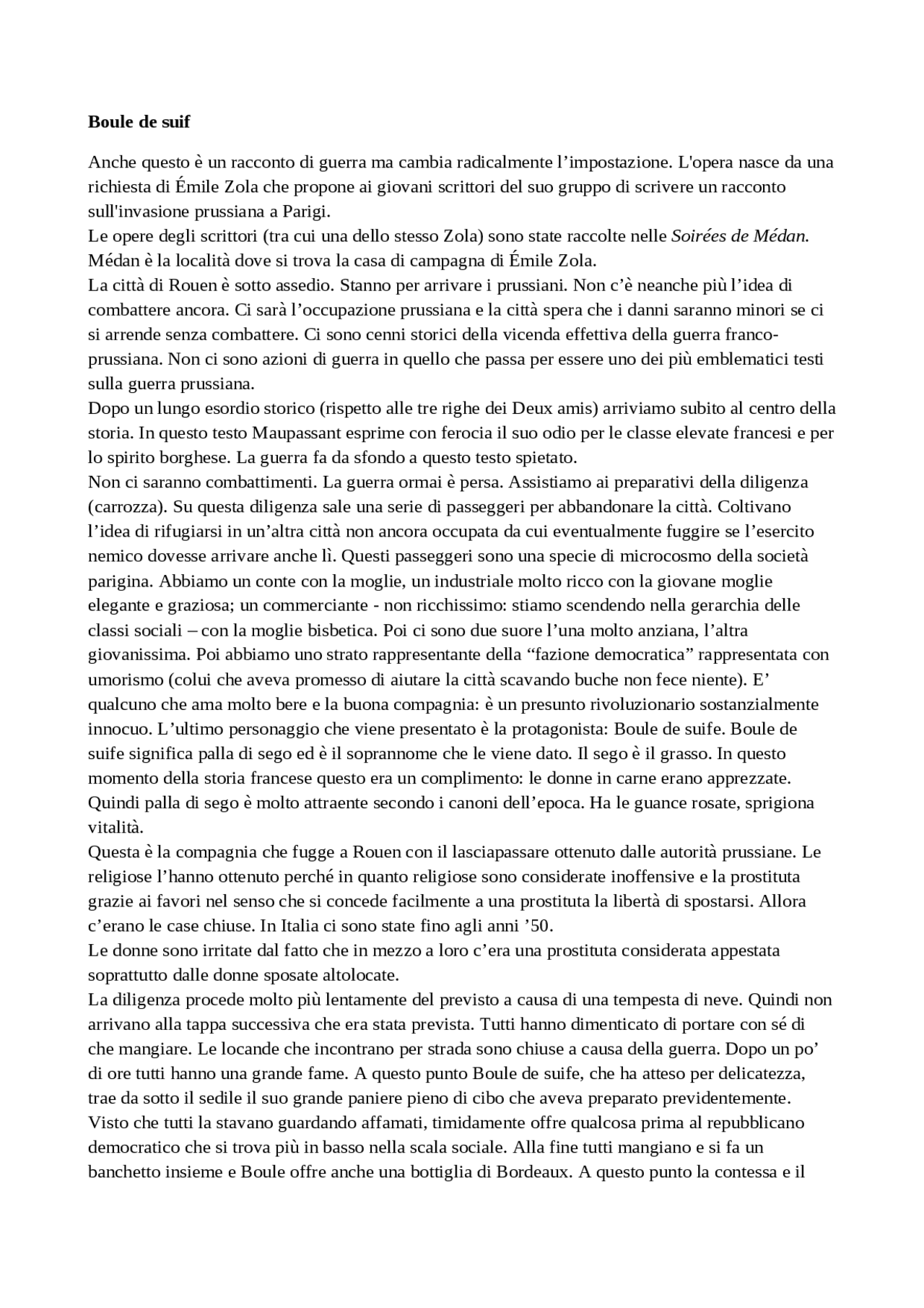 Boule De Suif Letteratura Francese Maupassant Docsity