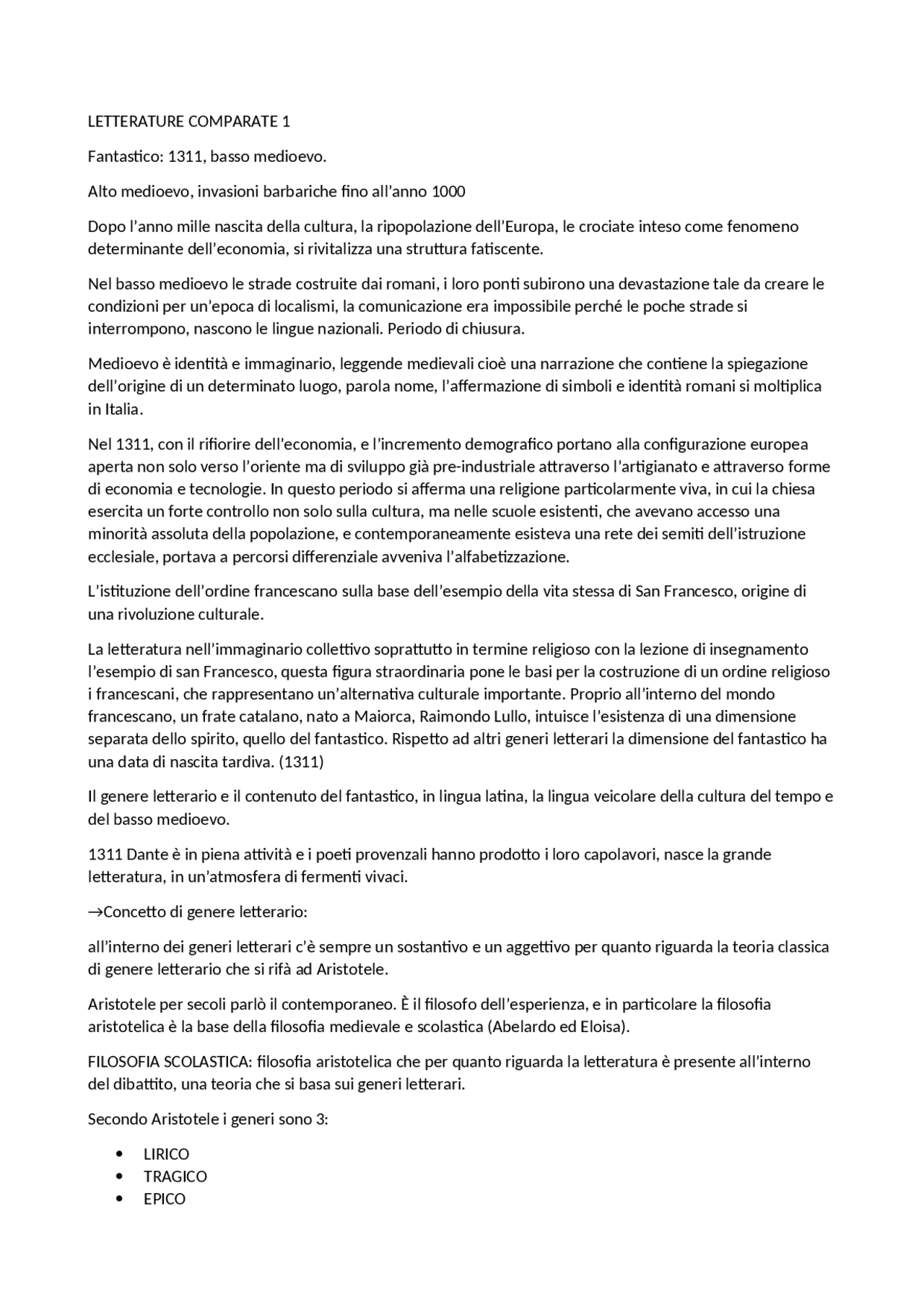 Letterature Comparate Docsity