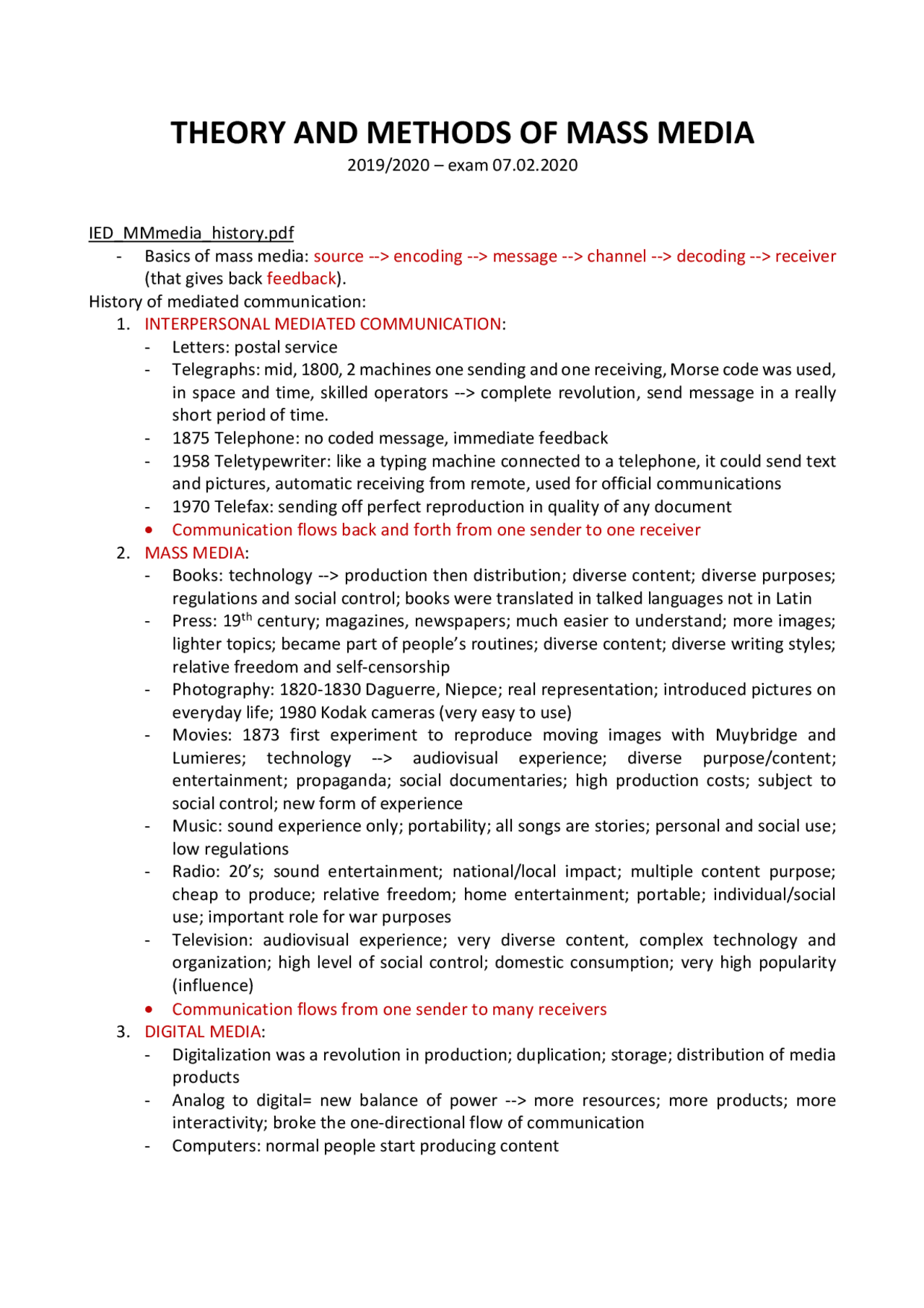 Theory and Methods of Mass Media - Docsity
