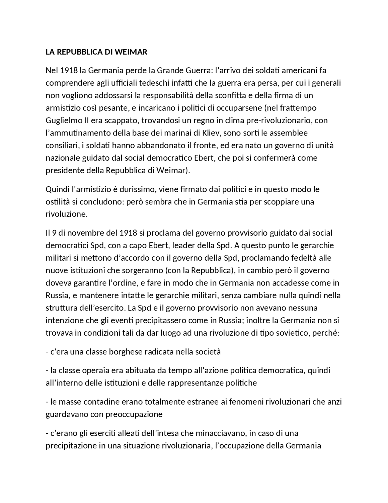 La Repubblica Di Weimar Docsity