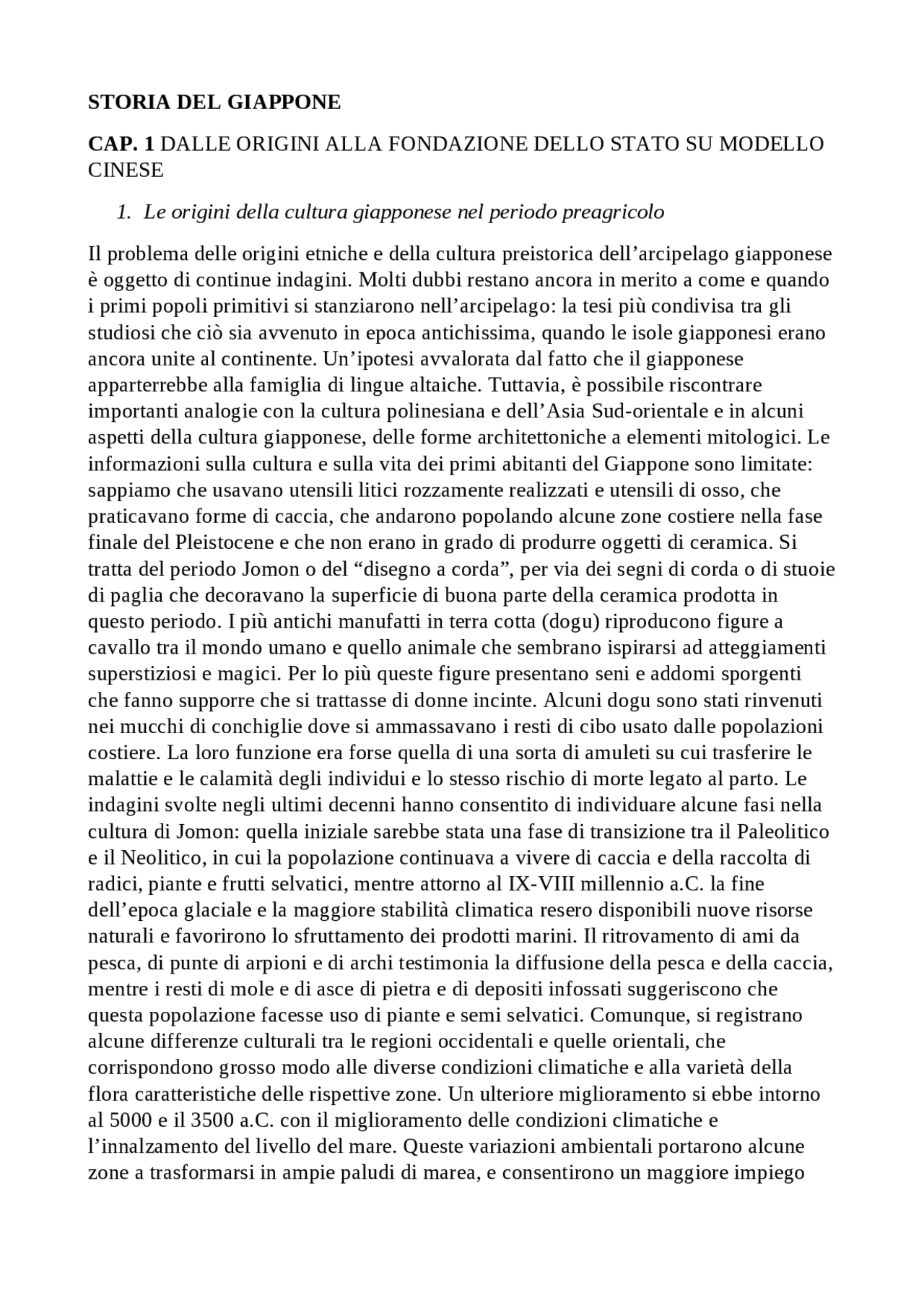 Riassunto Storia Del Giappone Docsity