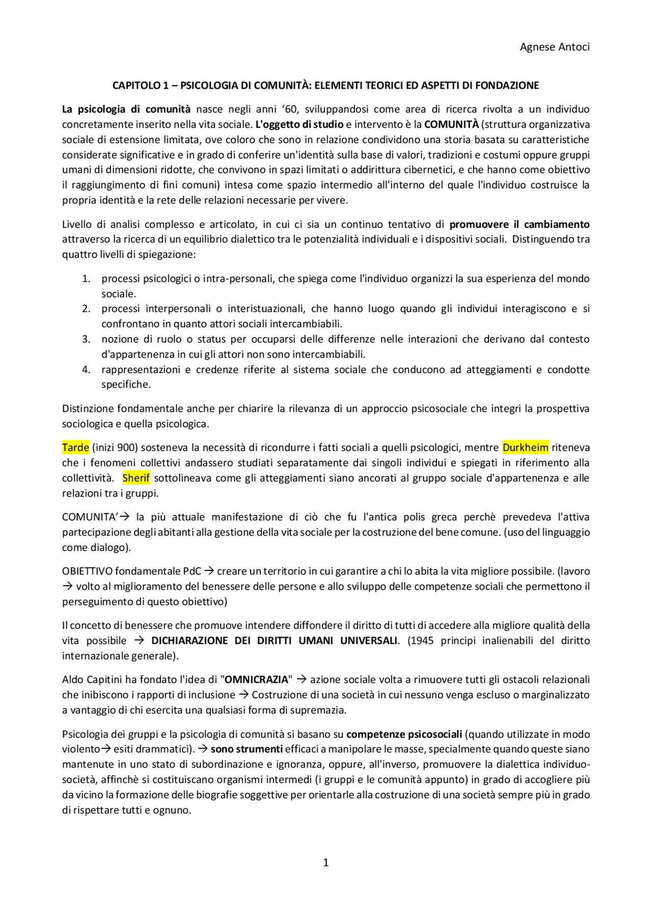 Riassunto del libro "dai gruppi alla comunità" Utet, Torino - Docsity