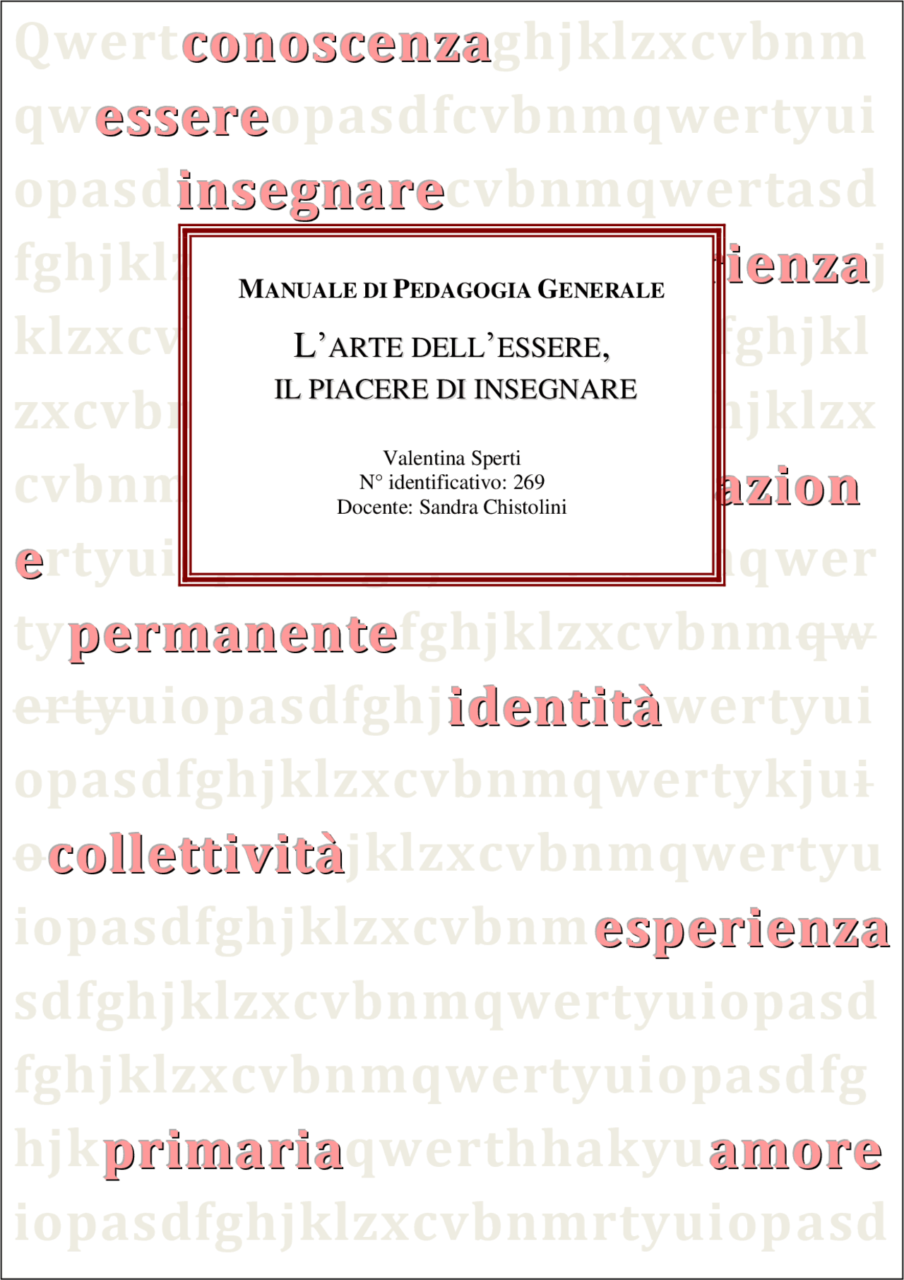 Manuale Di Pedagogia Prof Chistolini Docsity