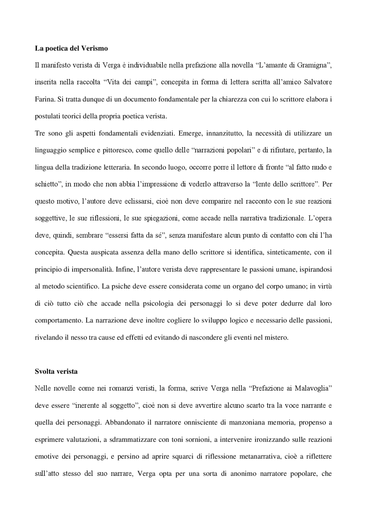 Letteratura Poetica del verismo - Docsity