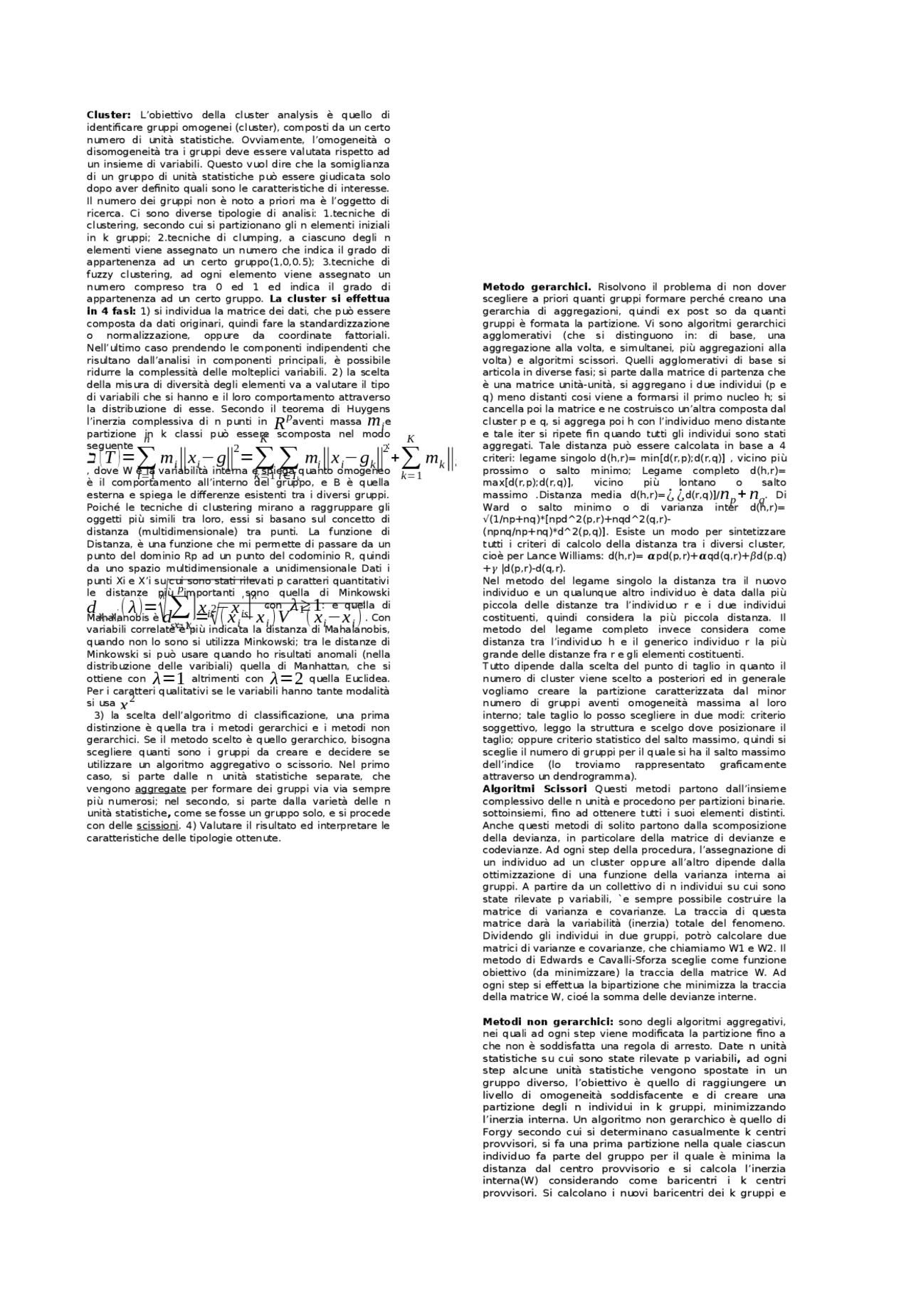 Riassunti Esame Data Mining Appunti Di Statistica Docsity