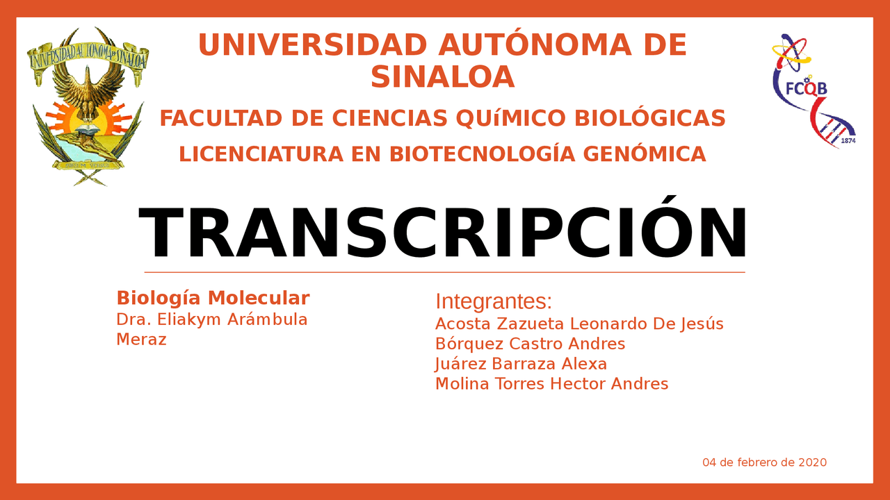 Transcripcion: Conceptos, etapas y postranscripcion | Diapositivas de ...