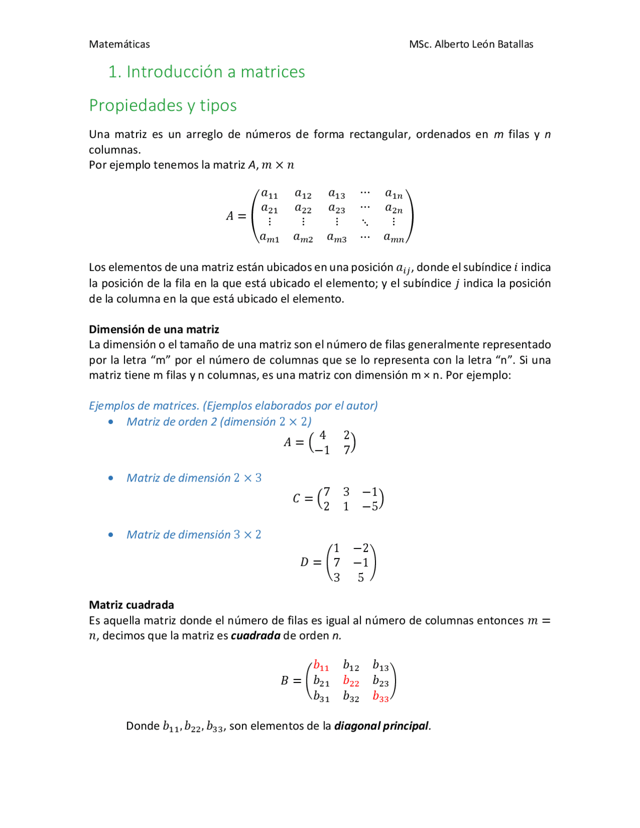 Determinante y matrices - Docsity