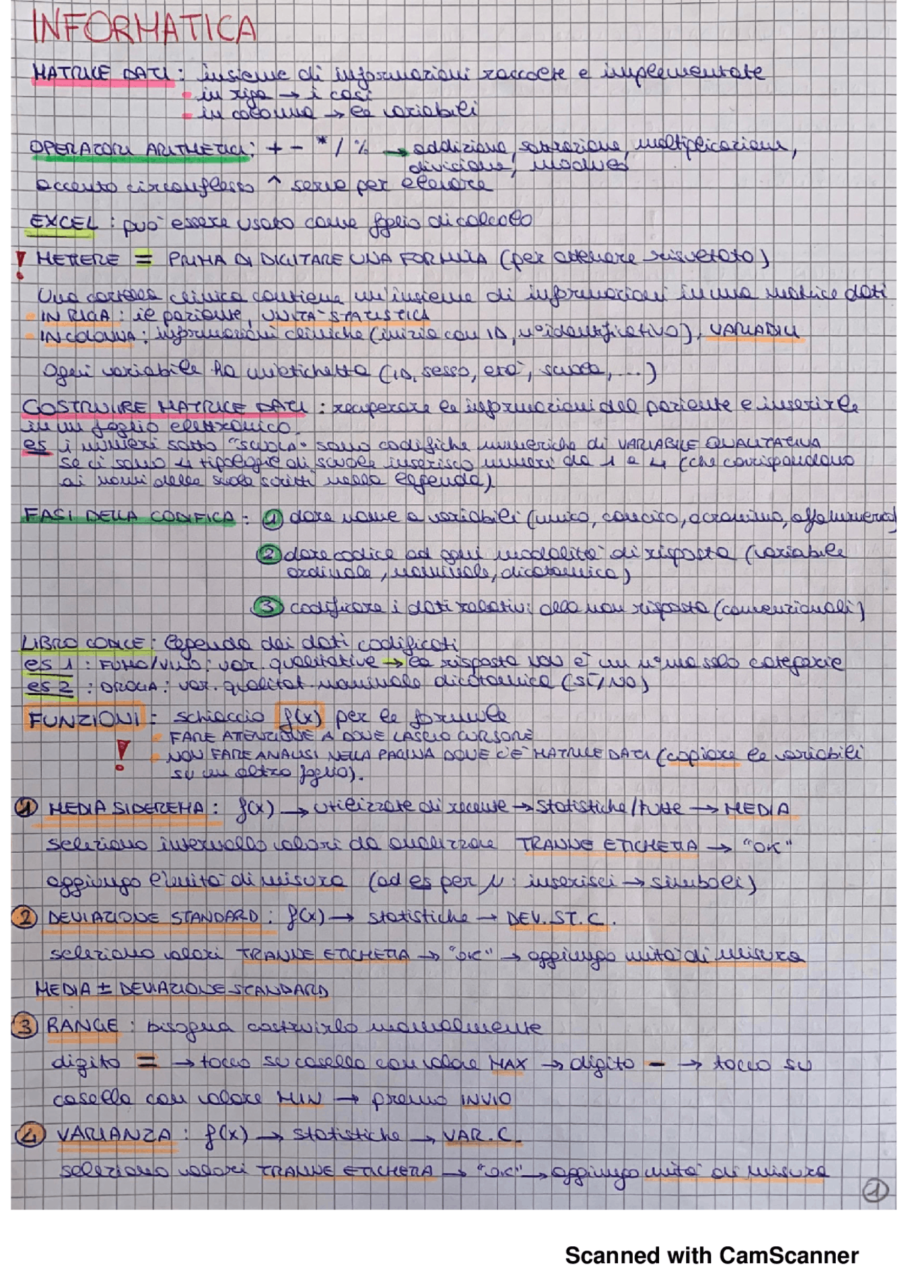 INFORMATICA: passaggi fondamentali su Excel - Docsity