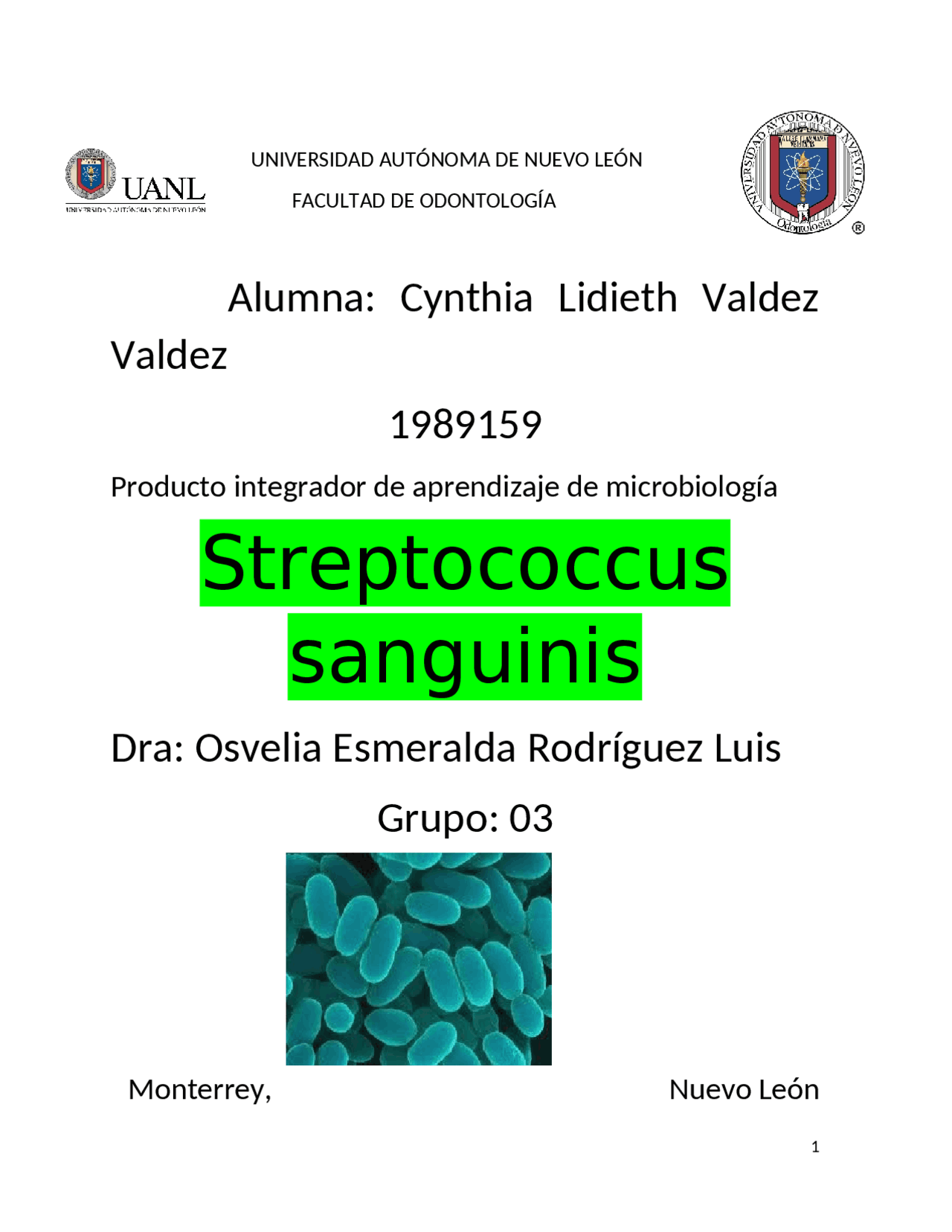 Streptococcus Sanguinis Monografías Ensayos De Microbiología Docsity