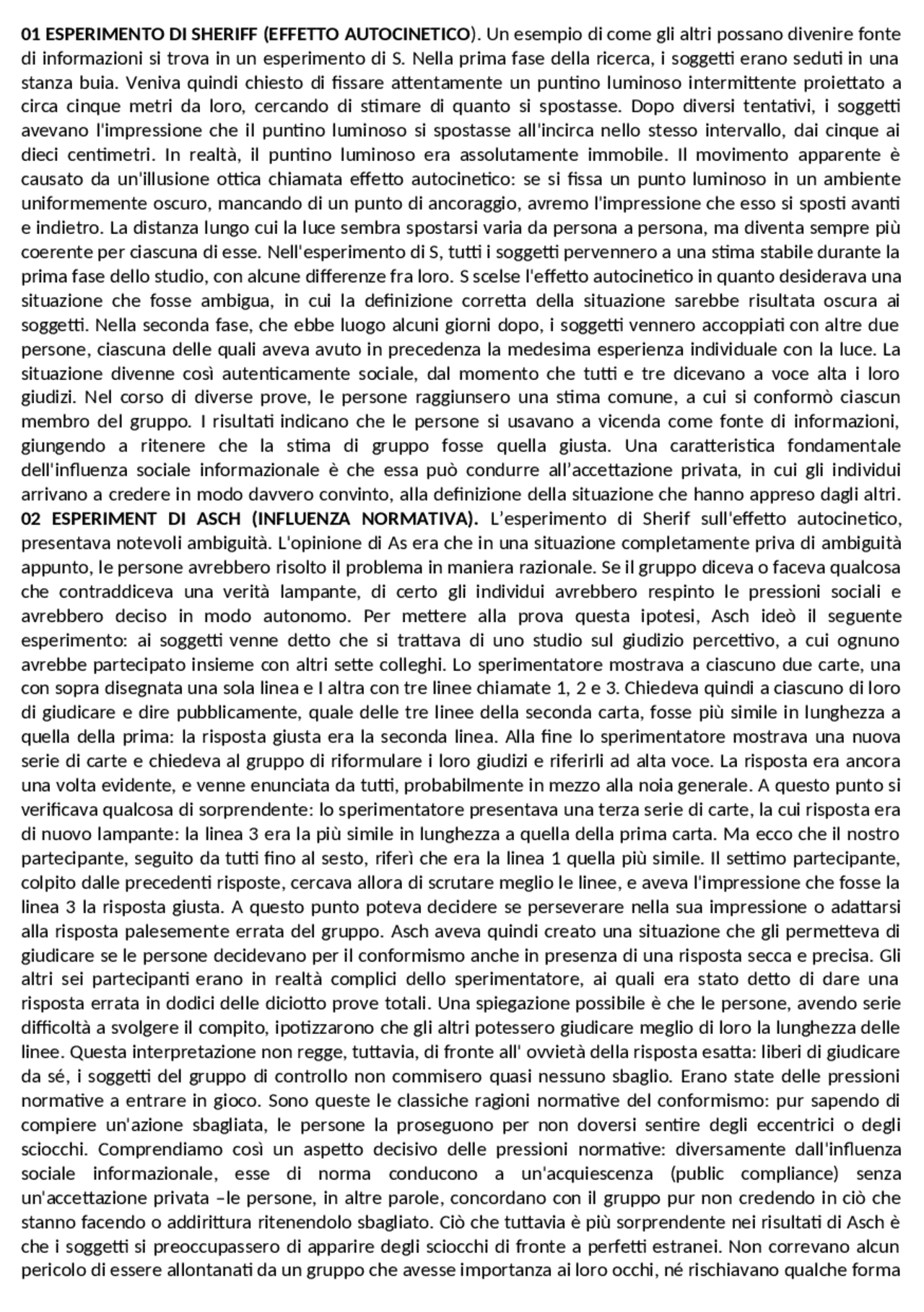 Psicologia Sociale Principali Esperimenti Docsity
