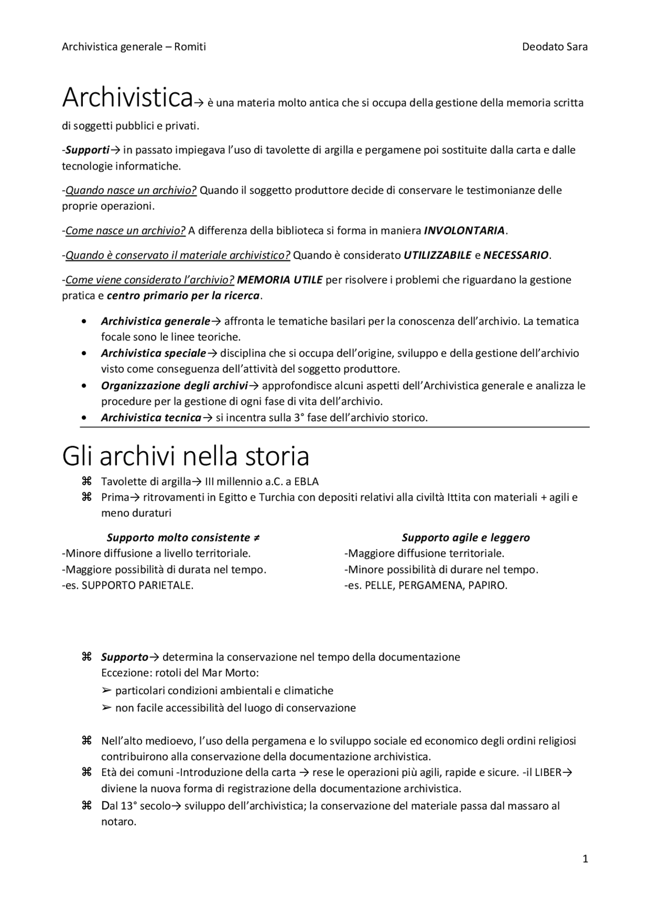 Riassunto ARCHIVISTICA GENERALE - Romiti - Esame Giambastiani - UNIFI ...
