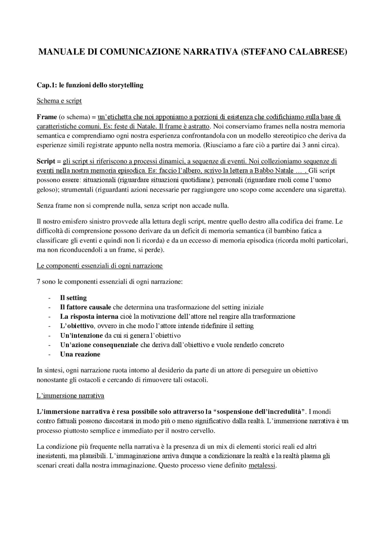 Manuale Di Comunicazione Narrativa Docsity