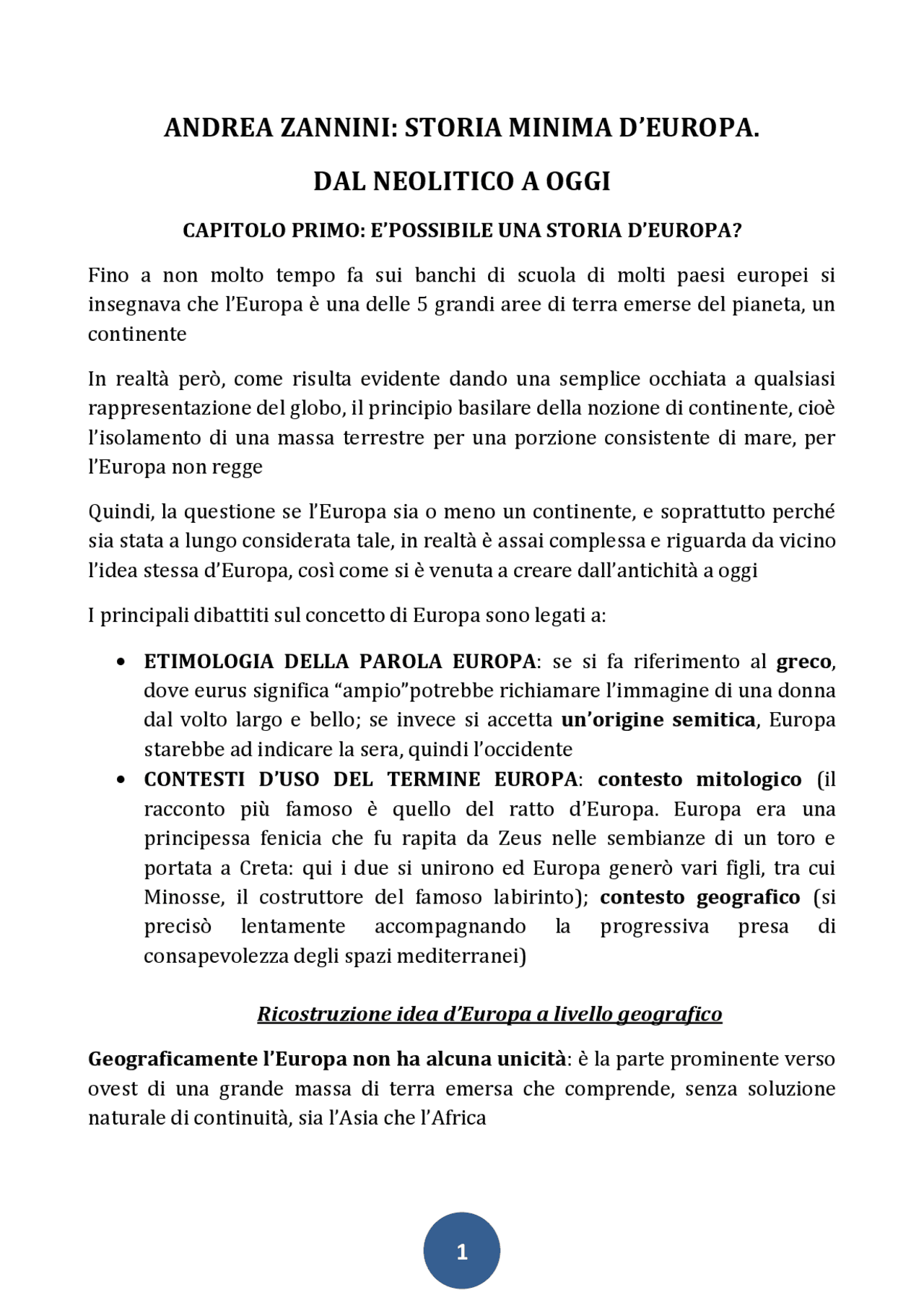 Storia Minima D Europa Docsity
