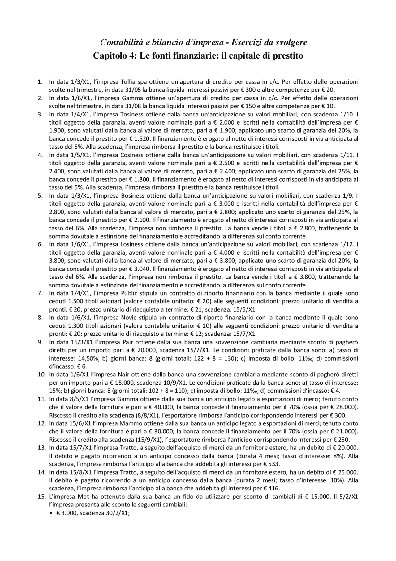 Esercizi Di Ragioneria Generale E Applicata Docsity