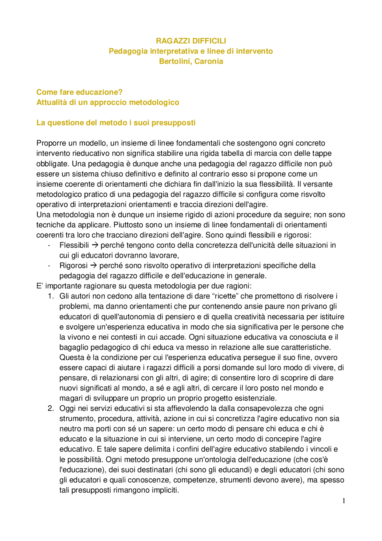 Ragazzi Difficili Bertolini Docsity