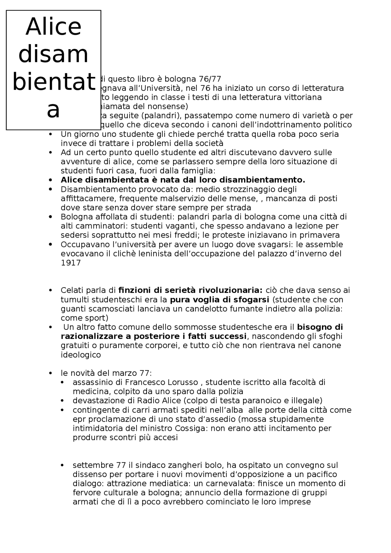 alice disambientata, riassunto e tematiche | Sintesi del corso di ...