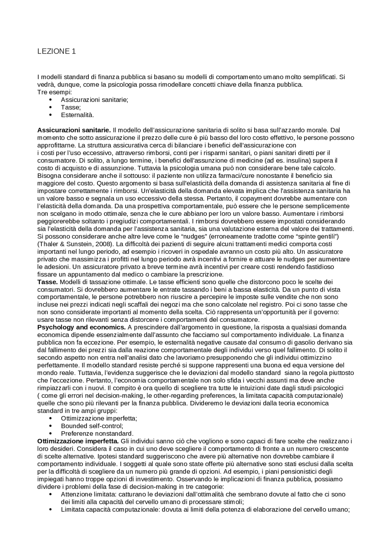 Economia Comportamentale Introduzione Docsity