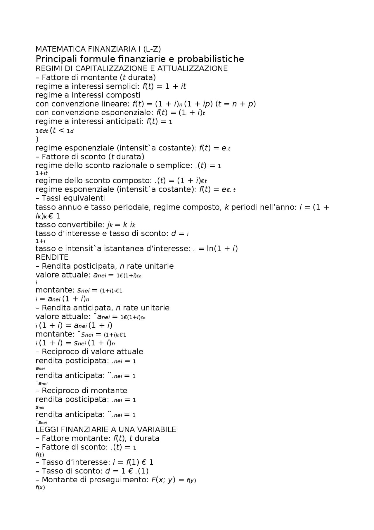 Matematica finanziaria: principali formule finanziaire e ...