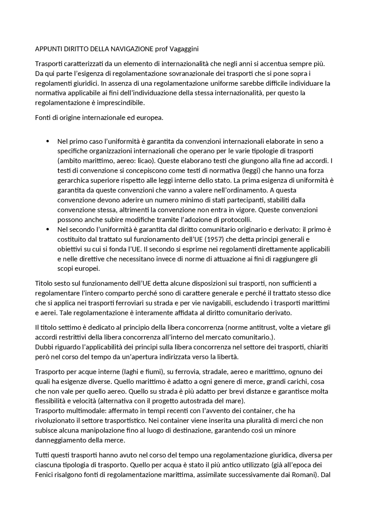 Riassunti Diritto Della Navigazione Prof Vagaggini Docsity