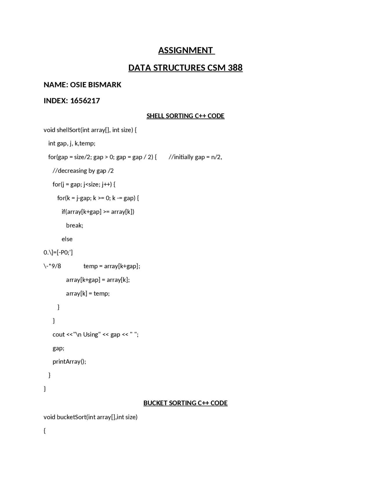 Sorting Algorithm And Programming Code Docsity