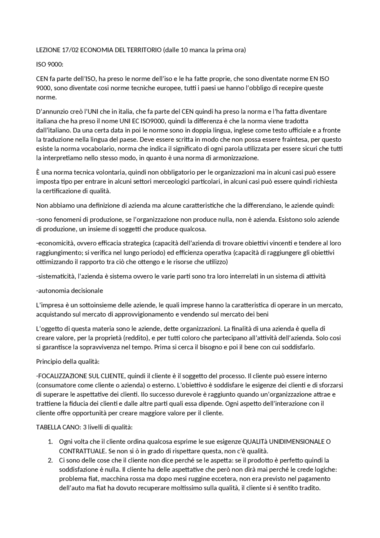 Economia Della Qualità Docsity