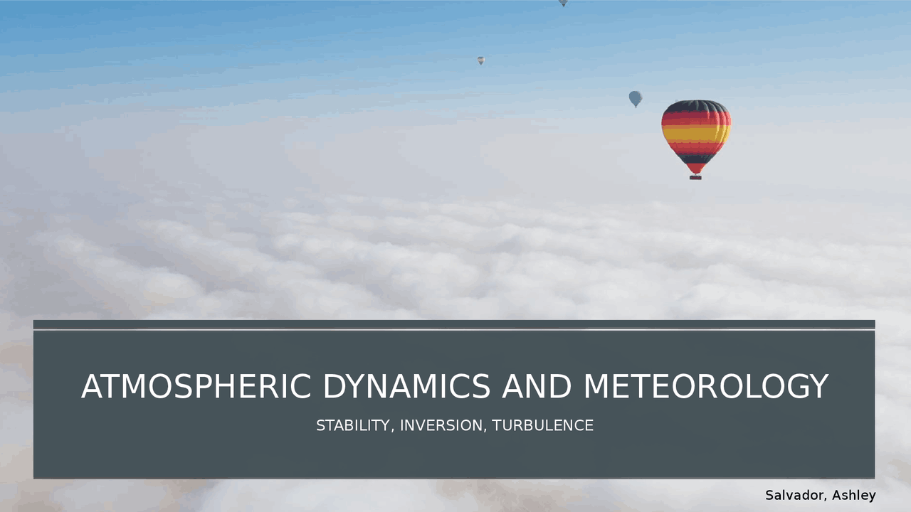 Atmospheric Dynamics Docsity