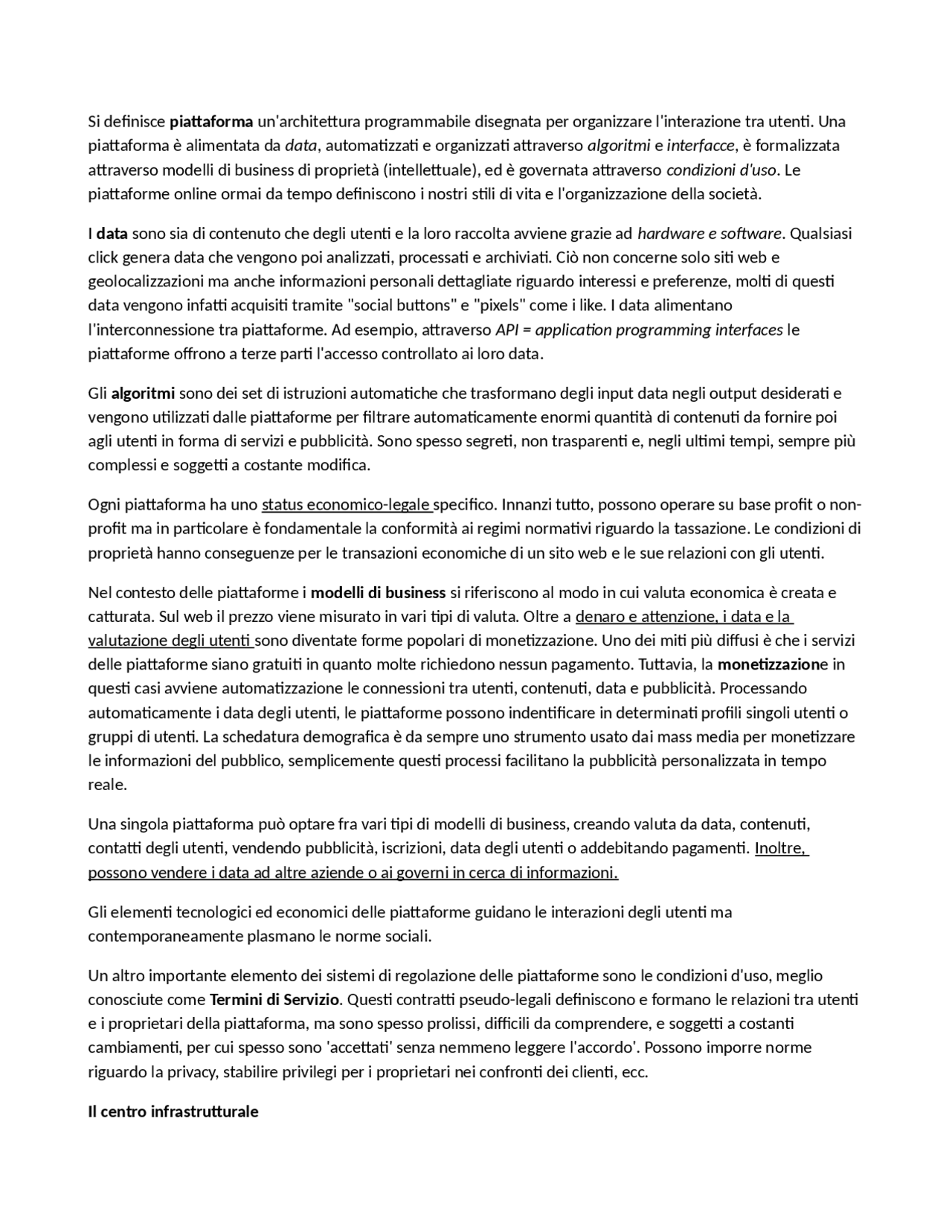 Riassunto Platform Society Docsity