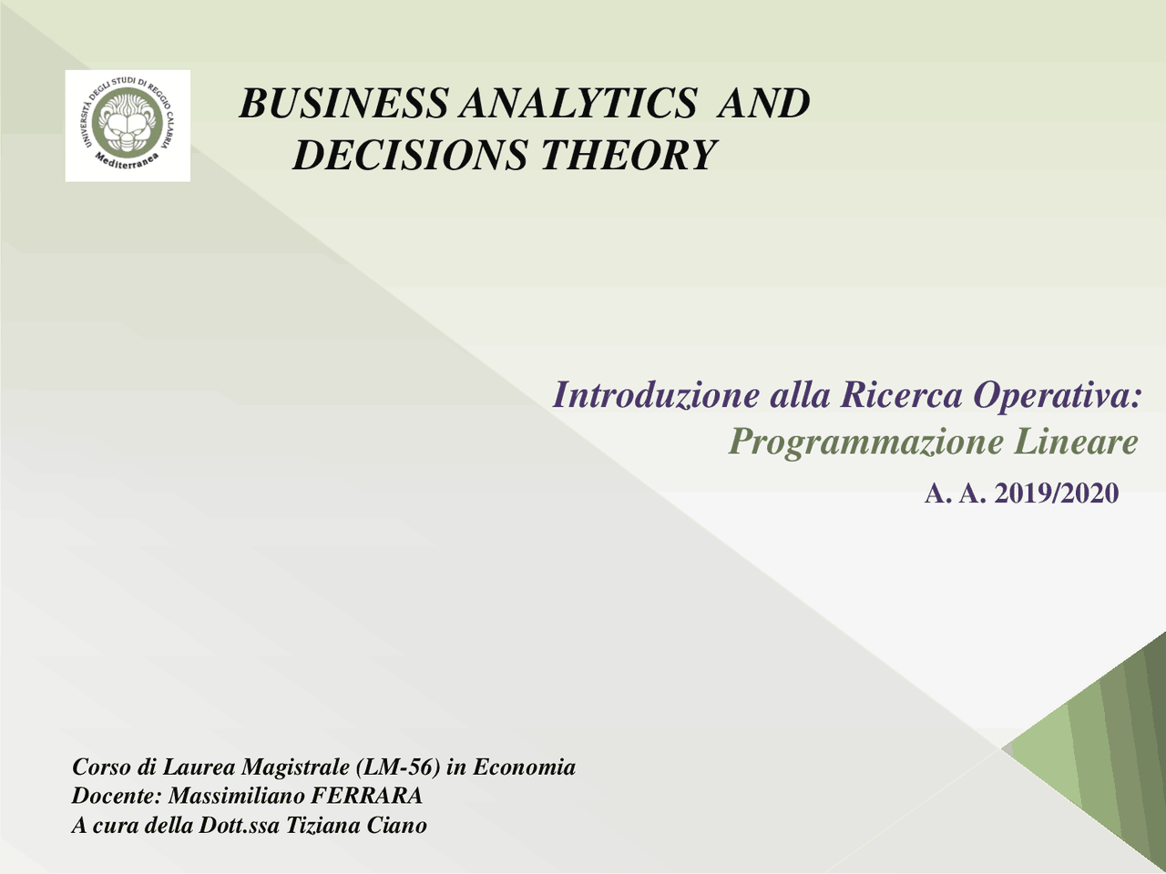 La Programmazione Lineare Docsity