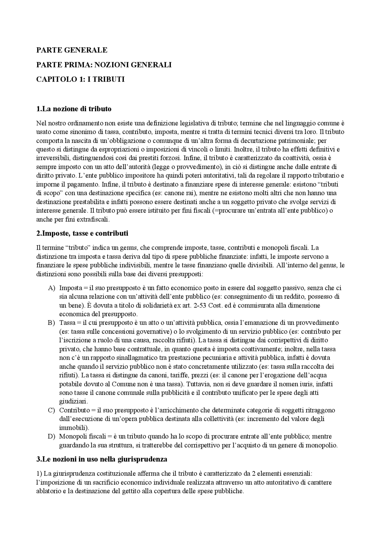 Tesauro Diritto Tributario Parte Generale Docsity