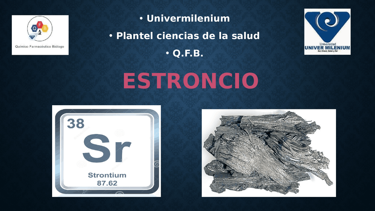 Estroncio caracteristicas fisicas y quimicas - Docsity