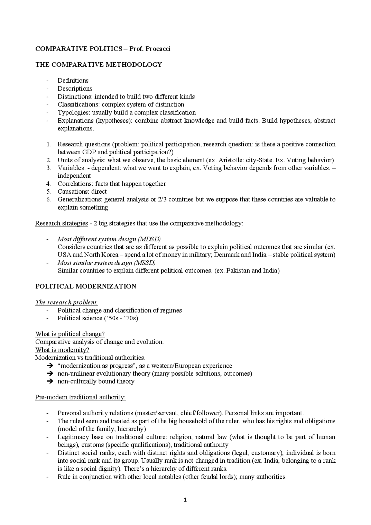 Appunti Corso Comparative Politics Docsity