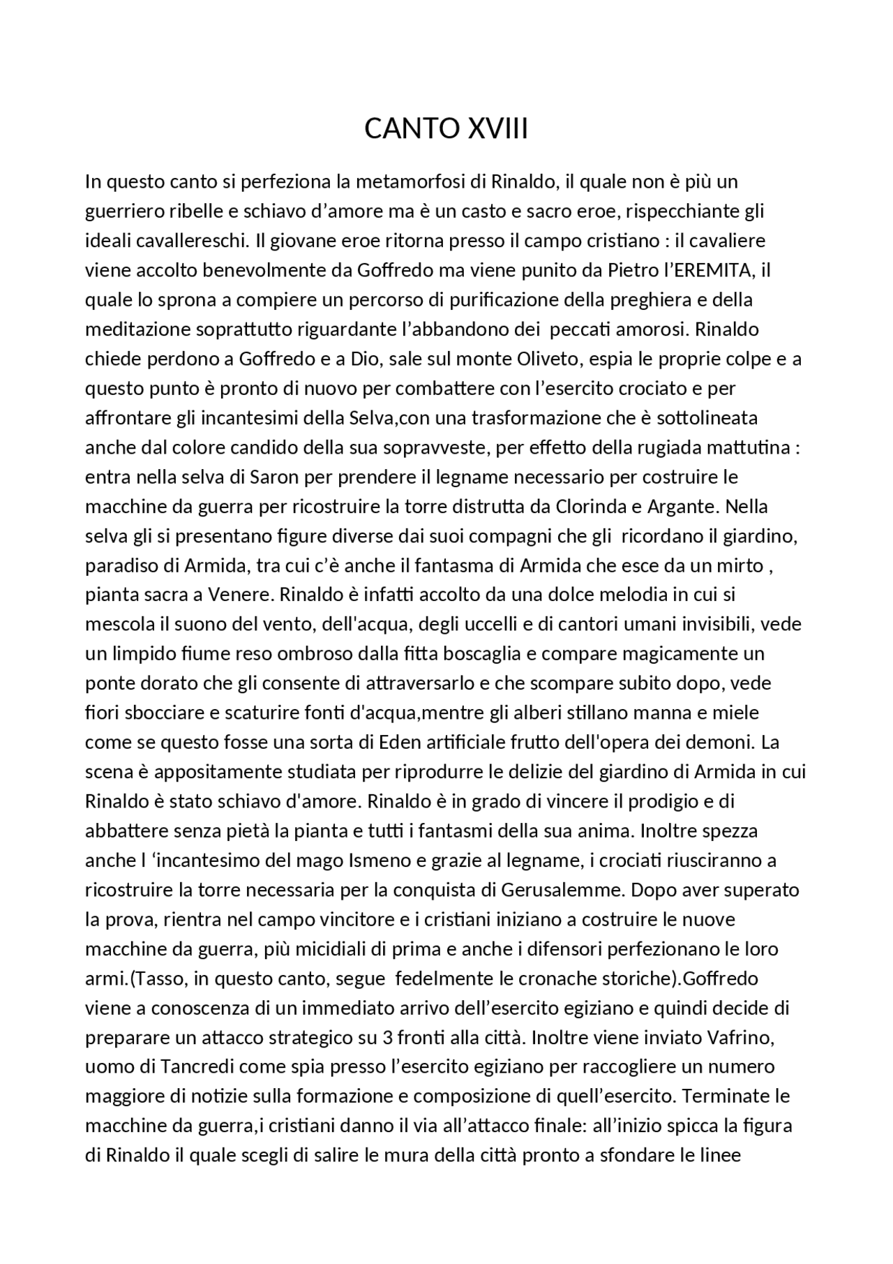 Canto XVIII,Gerusalemme lIberata - Docsity