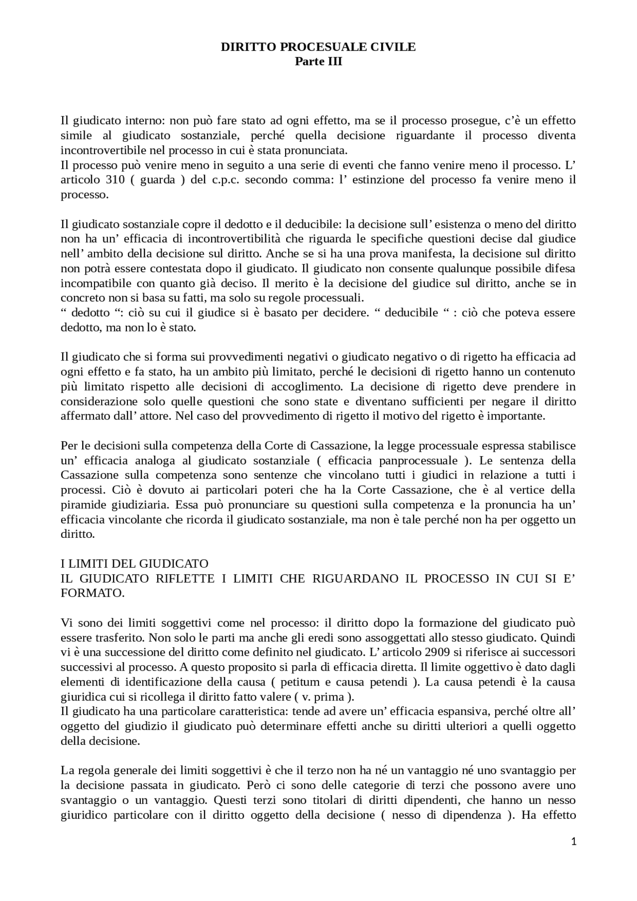 Diritto Processuale Civile Parte Iii Docsity