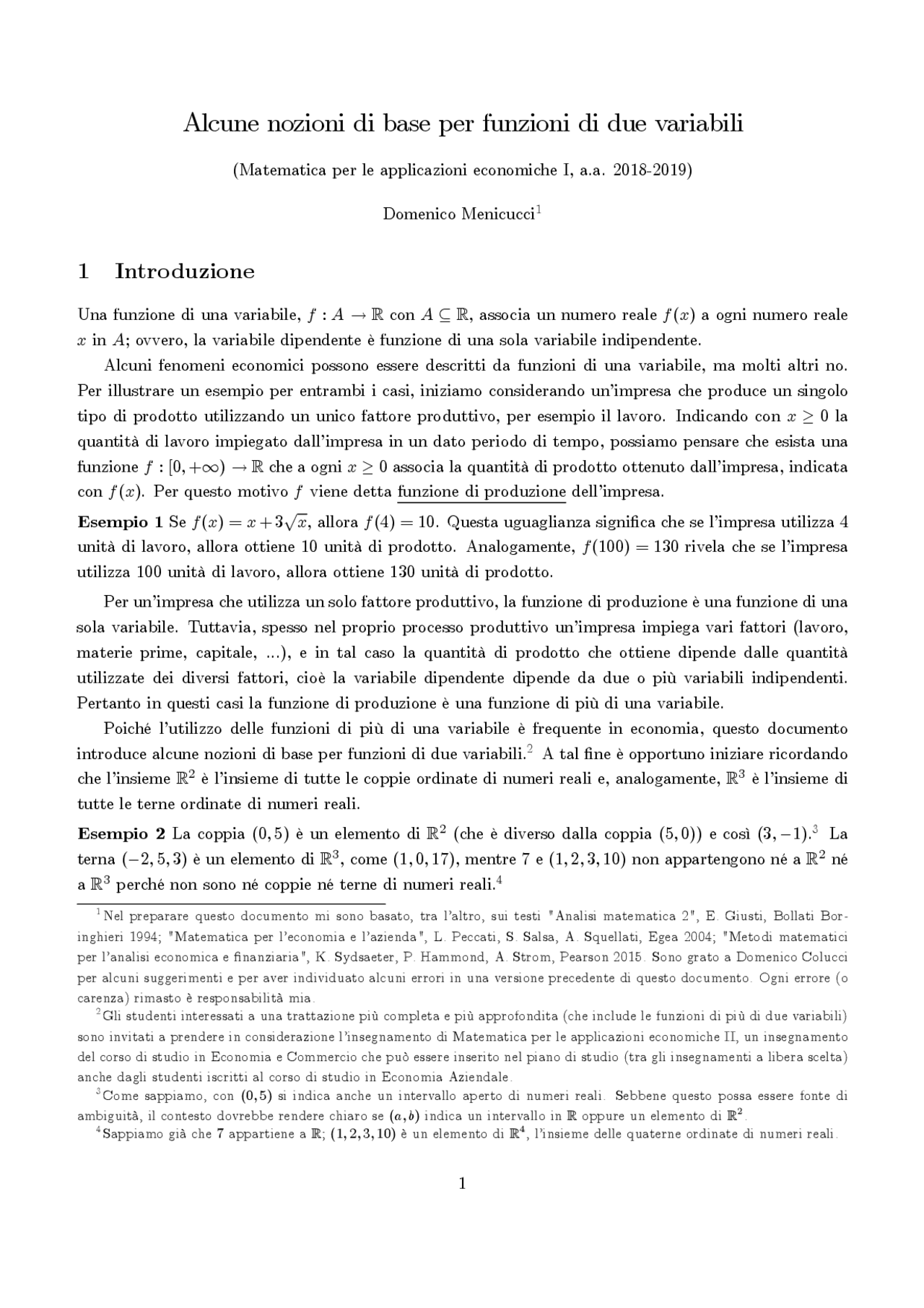 Funzioni Di Due Variabili Docsity